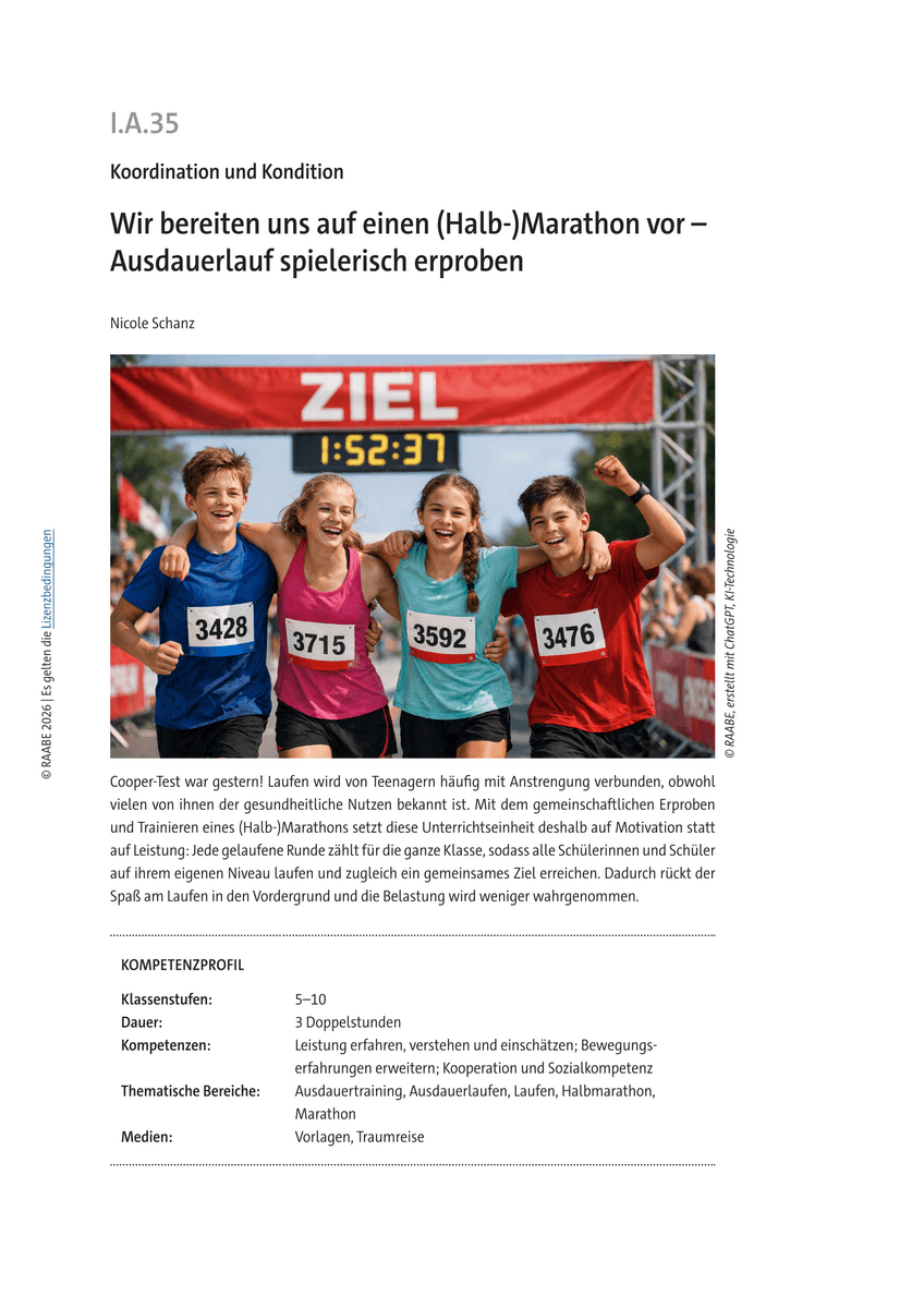 Wir bereiten uns auf einen (Halb-)Marathon vor Ausdauerlauf spielerisch ...