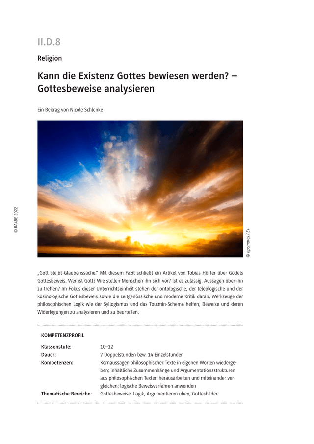 Kann die Existenz Gottes bewiesen werden? Gottesbeweise analysieren