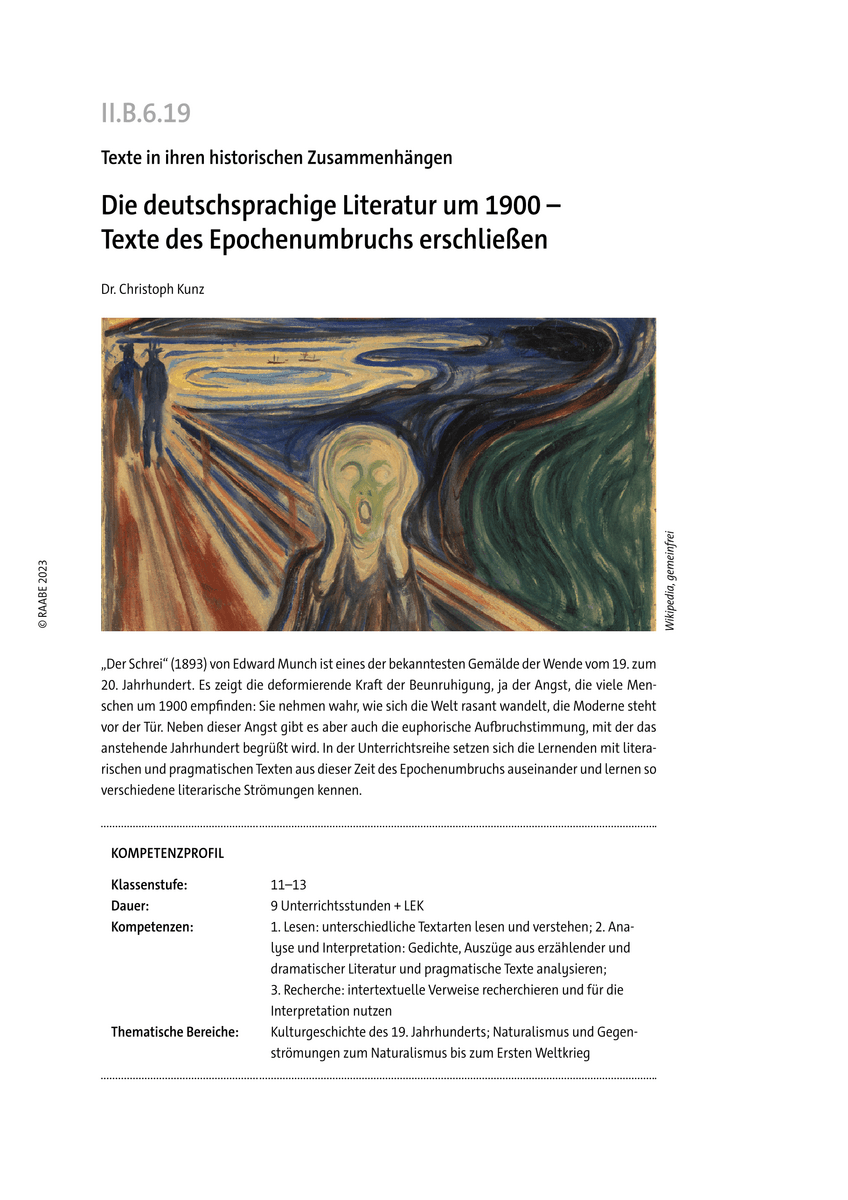 Die deutschsprachige Literatur um 1900 Texte des Epochenumbruchs ...