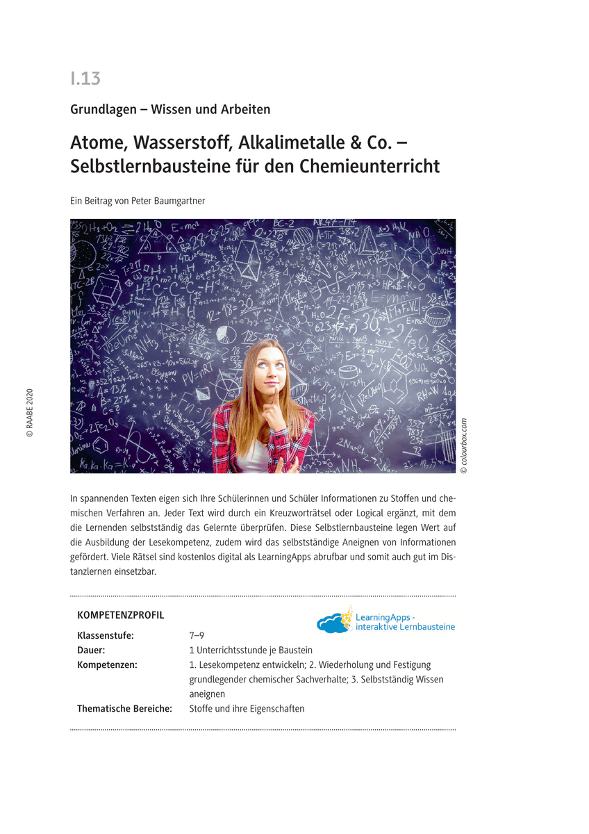 Atome, Wasserstoff, Alkalimetalle & Co. Selbstlernbausteine für den ...