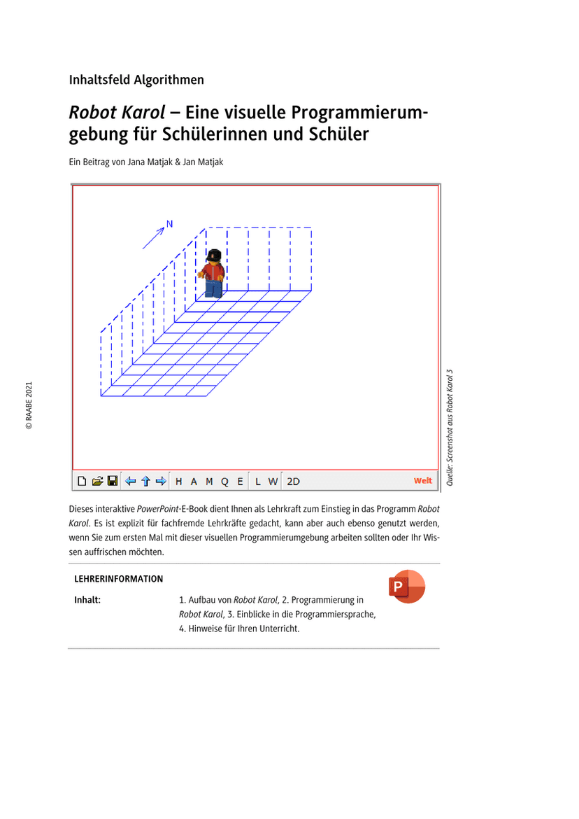Robot Karol Eine visuelle Programmierumgebung für Schülerinnen und Schüler