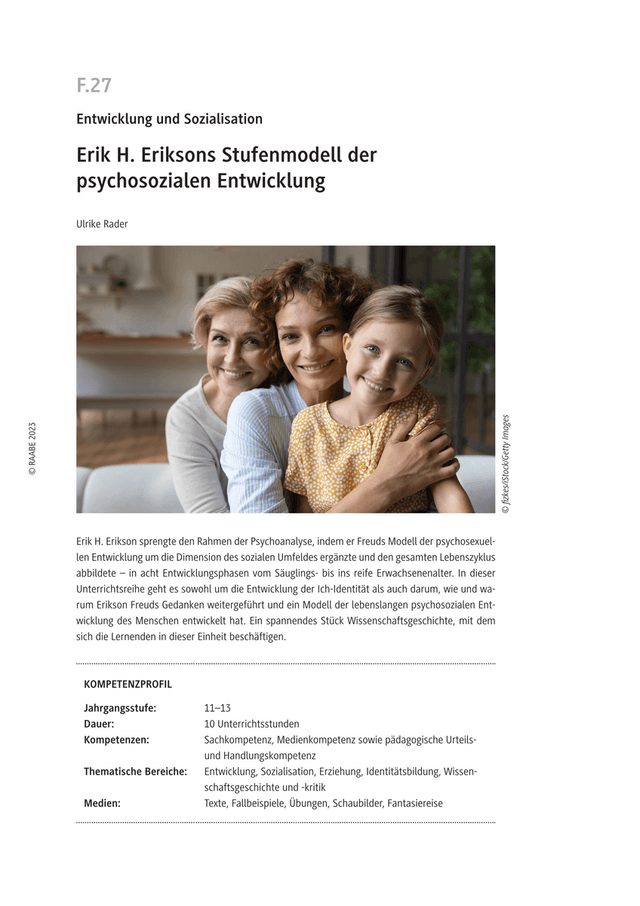 Erik H. Eriksons Stufenmodell der psychosozialen Entwicklung