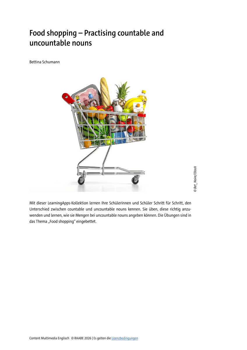 Food shopping Practising countable and uncountable nouns