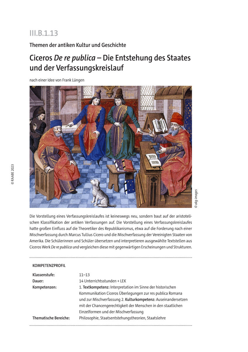 Ciceros De re publica Die Entstehung des Staates und der ...