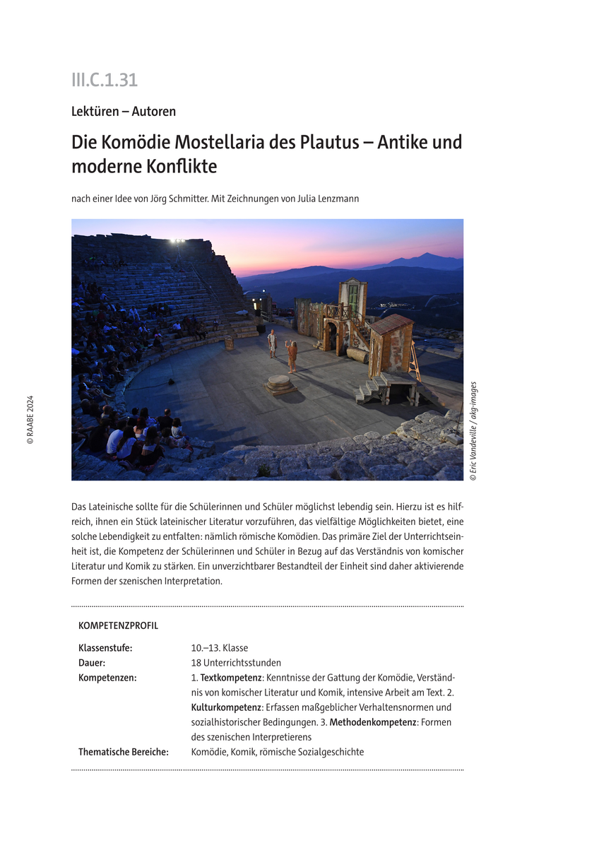 Die Komödie Mostellaria des Plautus Antike und moderne Konflikte