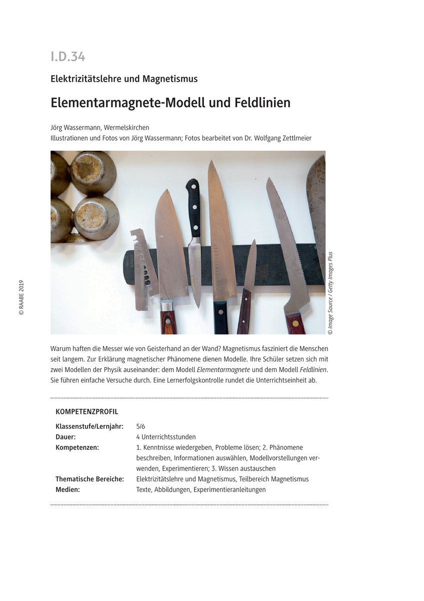 Elementarmagnete-Modell und Feldlinien Mit vielen Schülerexperimenten