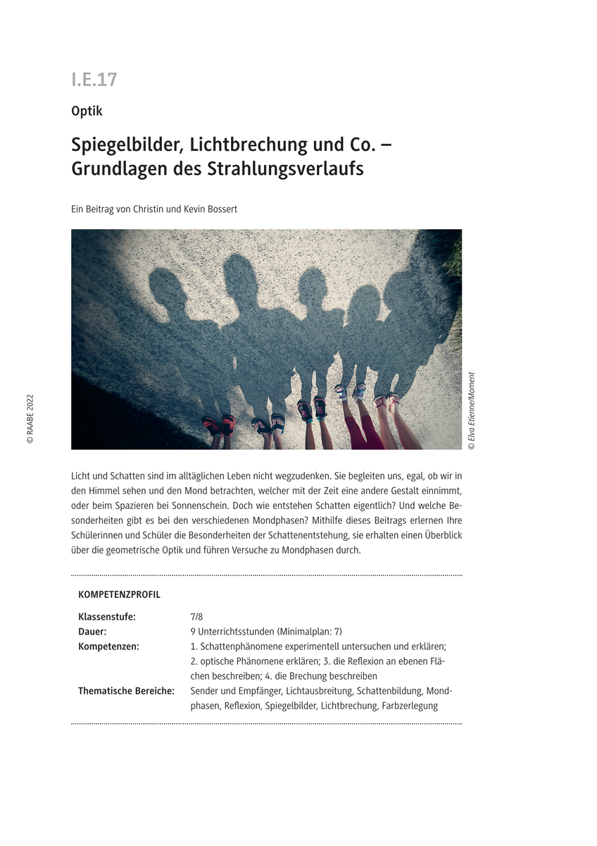 Spiegelbilder, Lichtbrechung und Co. Grundlagen des Strahlungsverlaufs