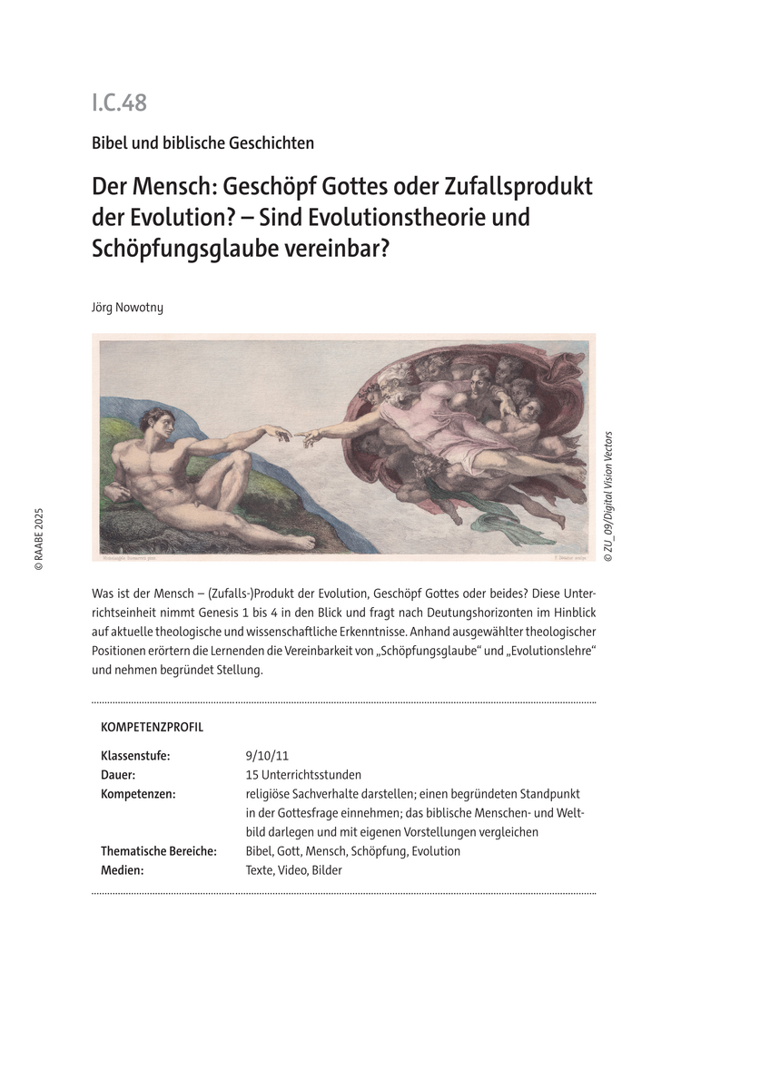 Der Mensch: Geschöpf Gottes oder Zufallsprodukt der Evolution? Sind ...