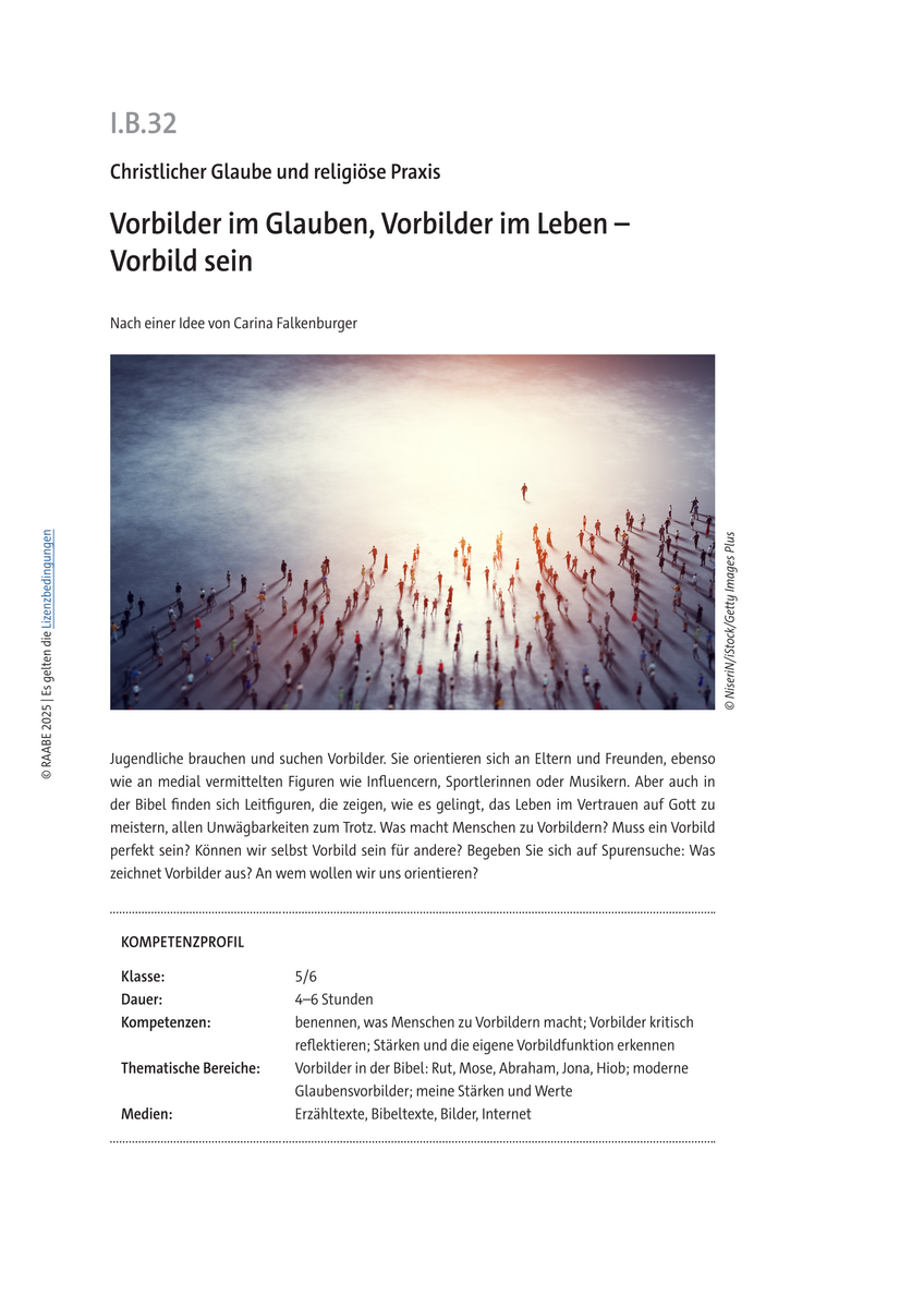 Vorbilder im Glauben, Vorbilder im Leben Vorbild sein