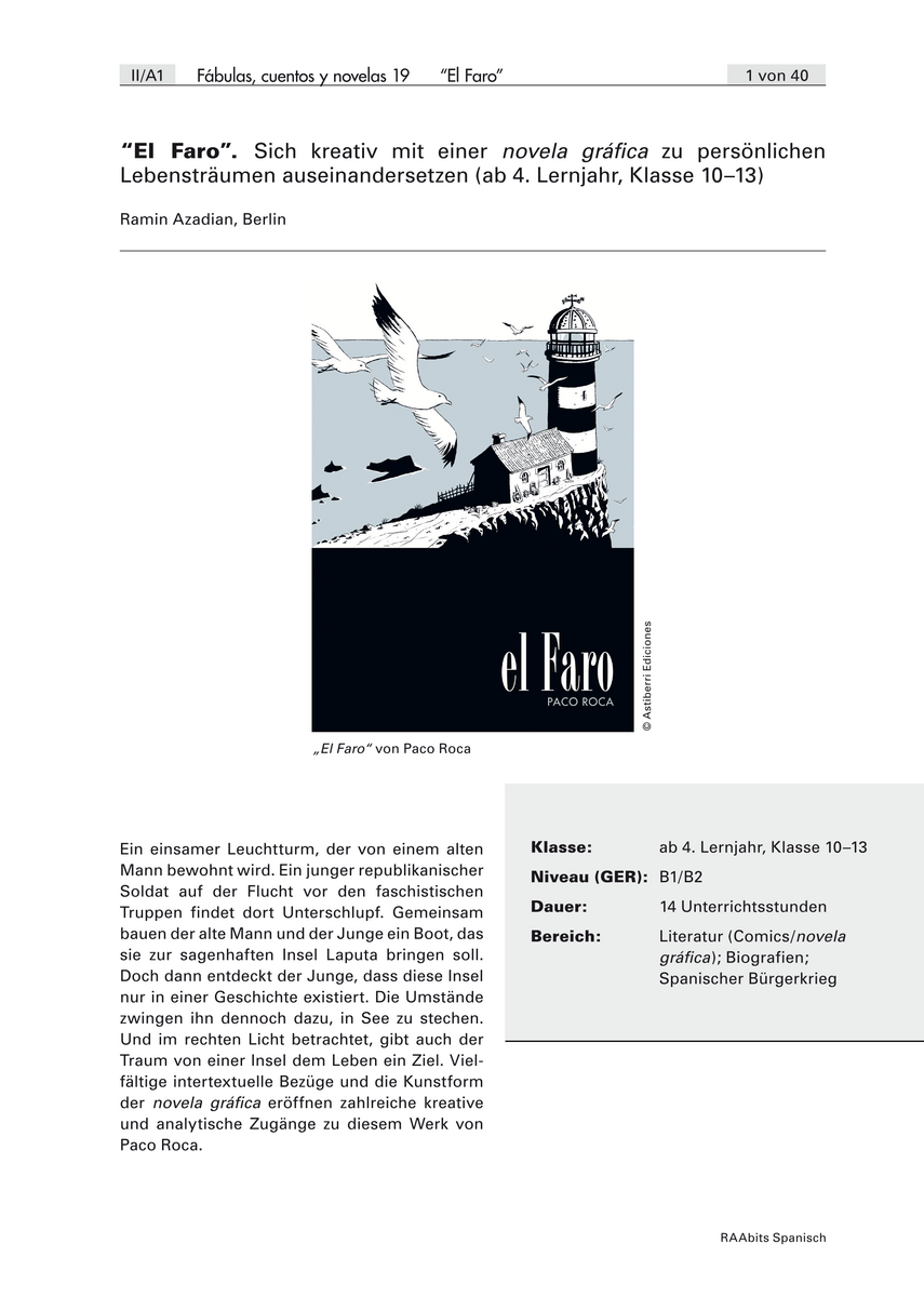 „El Faro“ Sich kreativ mit einer novela gráfica zu persönlichen ...
