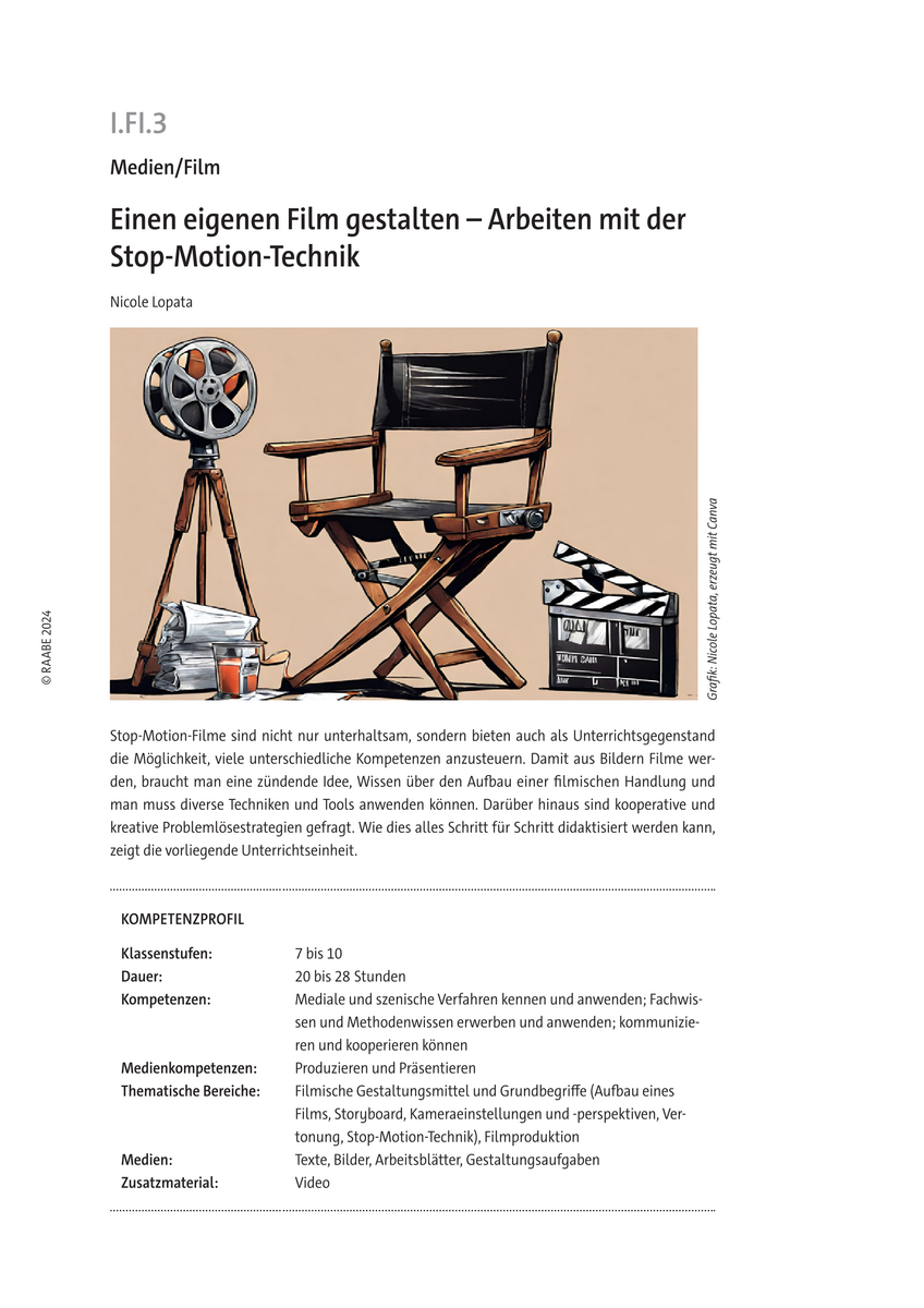 Einen eigenen Film gestalten Arbeiten mit der Stop-Motion-Technik
