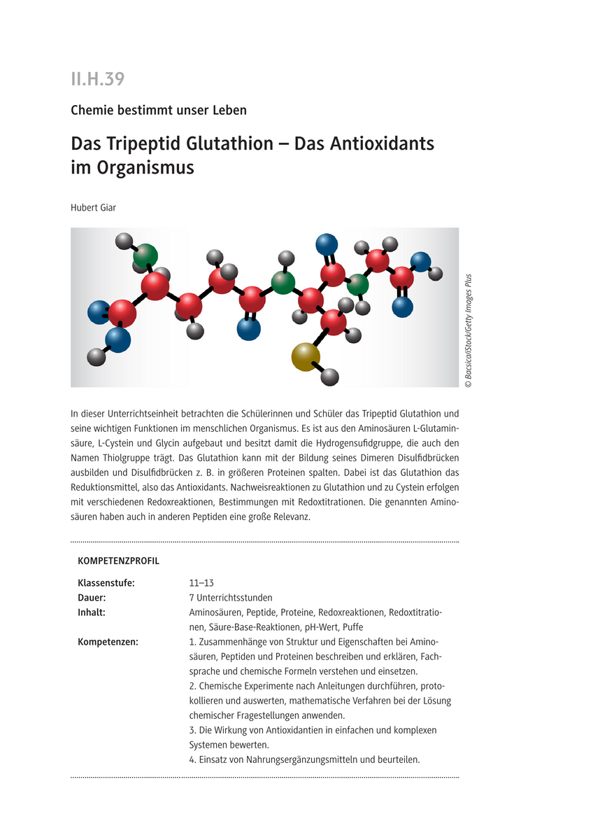 Das Tripeptid Glutathion Das Antioxidants im Organismus
