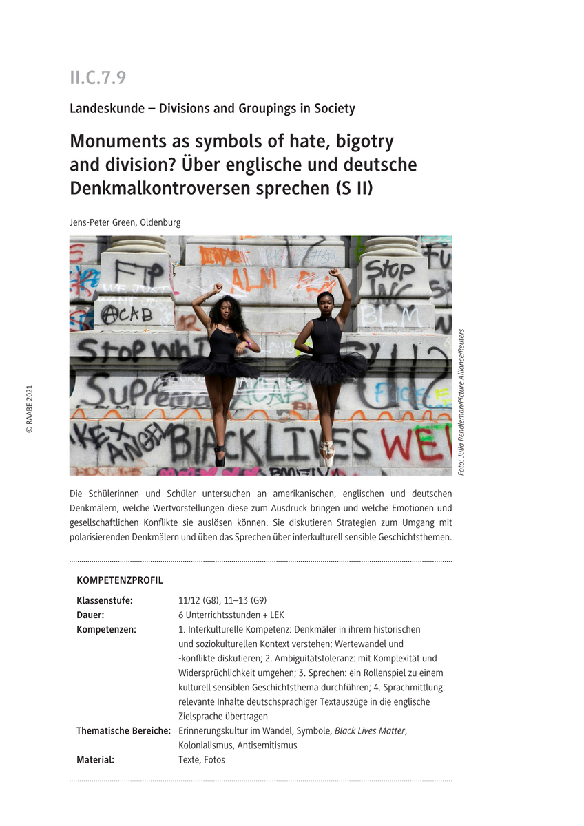 Monuments as symbols of hate, bigotry and division? Über englische und ...