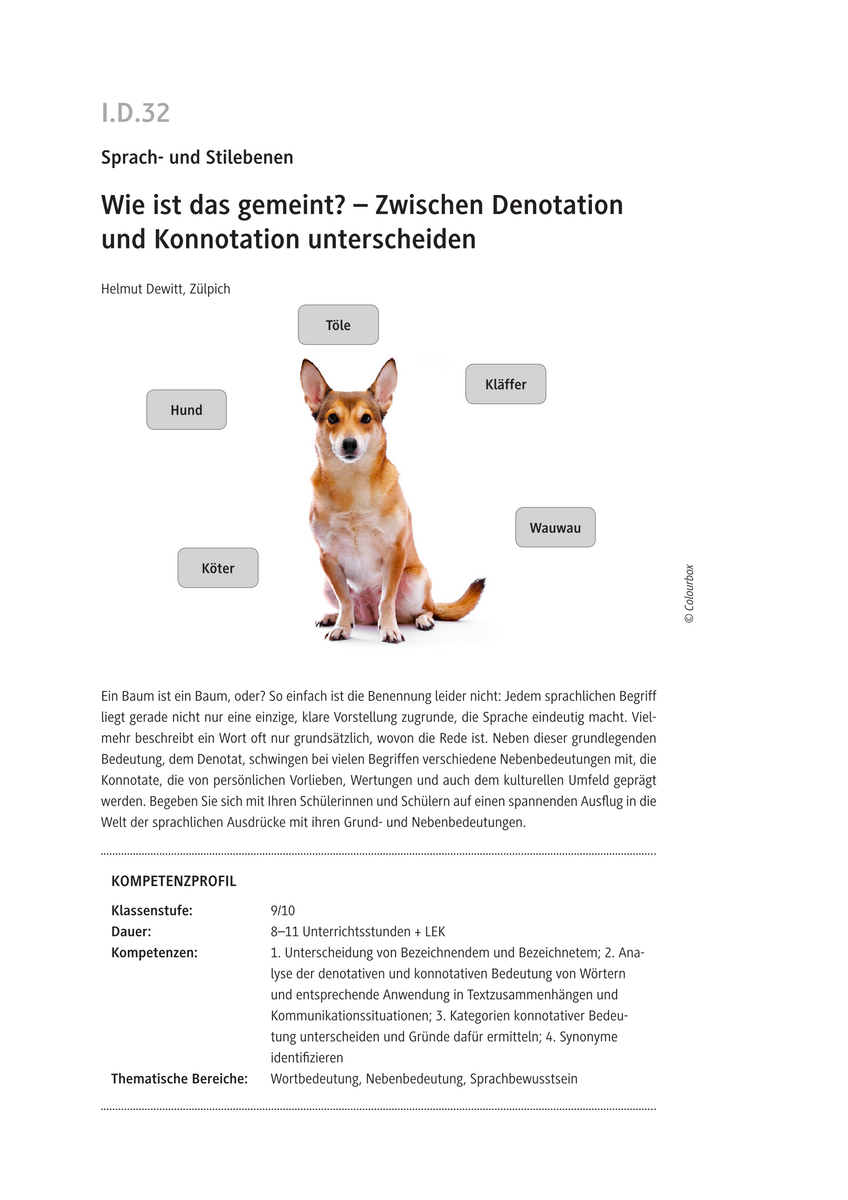 Wie ist das gemeint? Zwischen Denotation und Konnotation unterscheiden