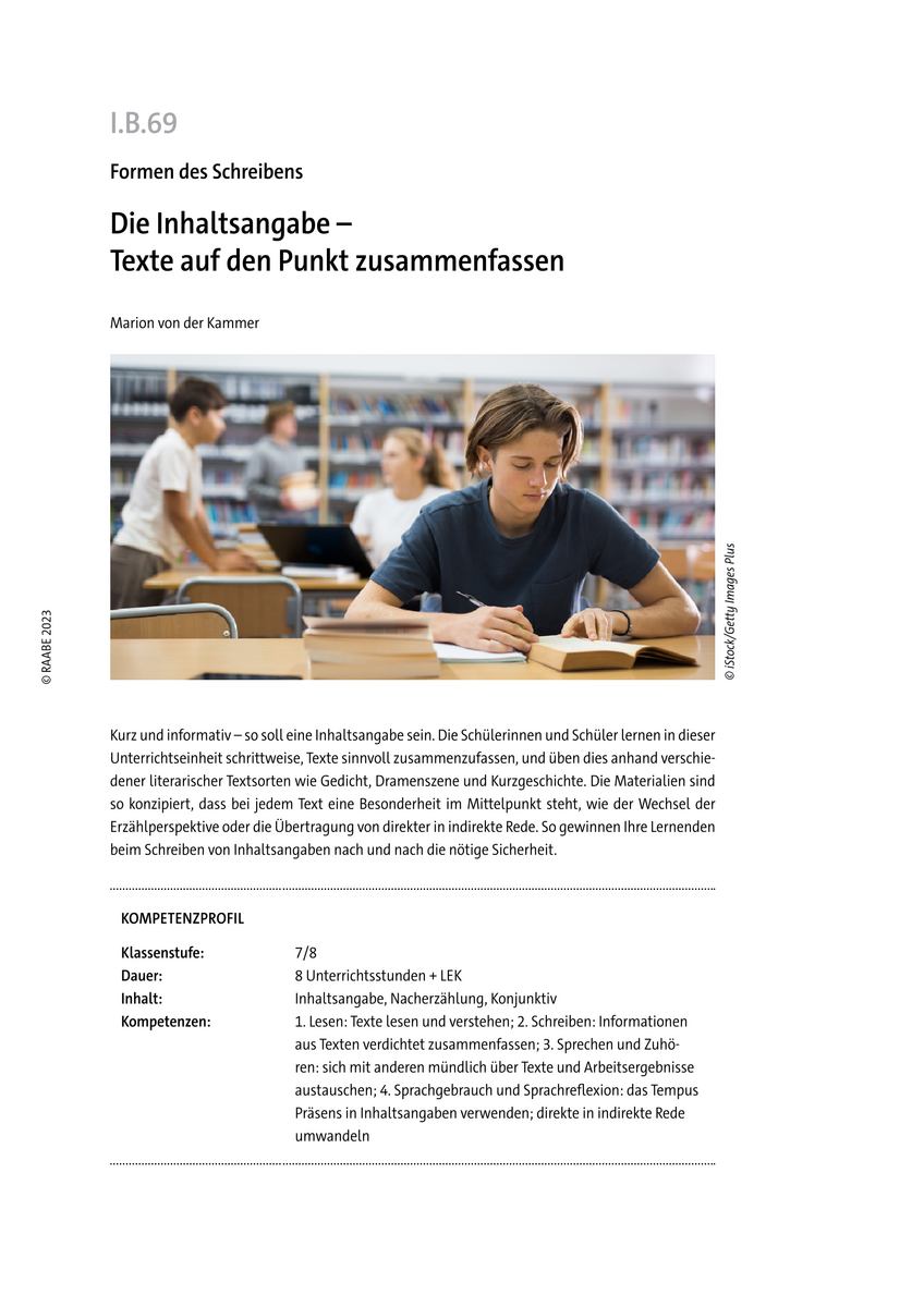 Die Inhaltsangabe Texte auf den Punkt zusammenfassen