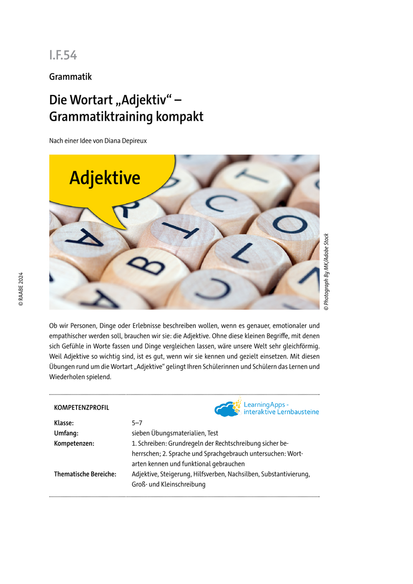 Grammatiktraining kompakt: Die Wortart "Adjektiv" Grammatiktraining kompakt