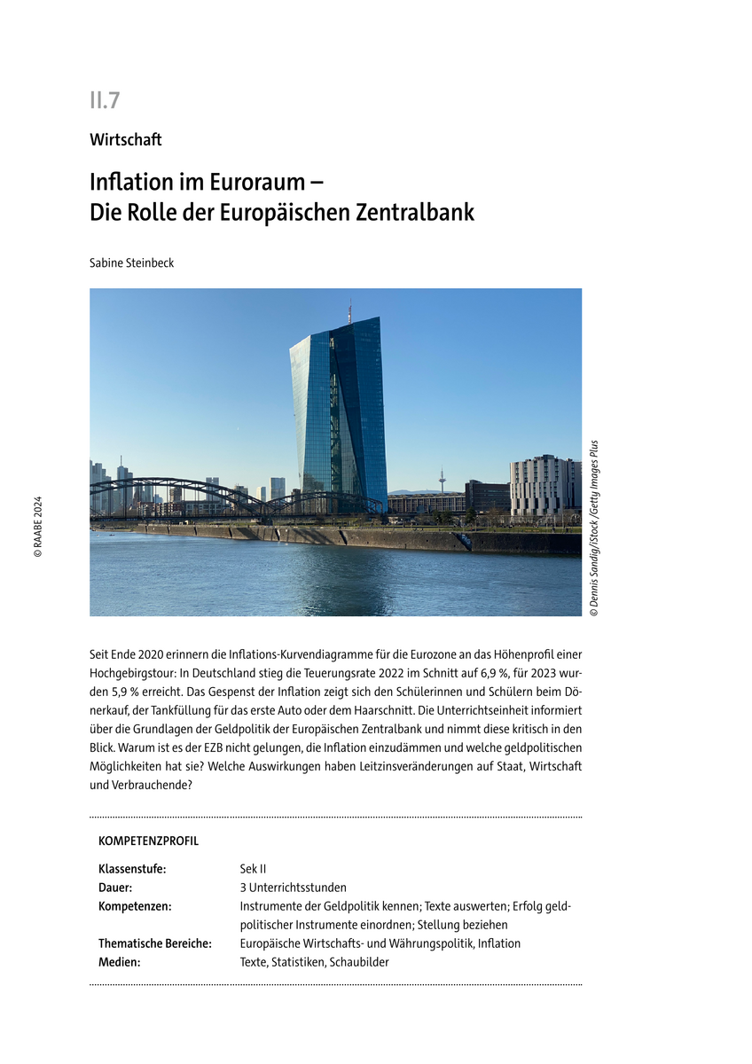 Inflation im Euroraum Die Rolle der Europäischen Zentralbank
