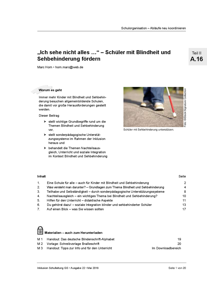 Ich sehe nicht alles - Schüler mit Blindheit und Sehbehinderung fördern