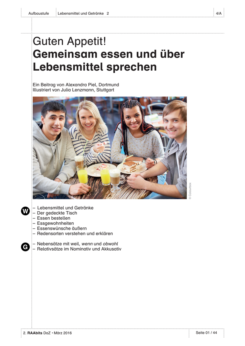 Guten Appetit! Gemeinsam essen und über Lebensmittel sprechen
