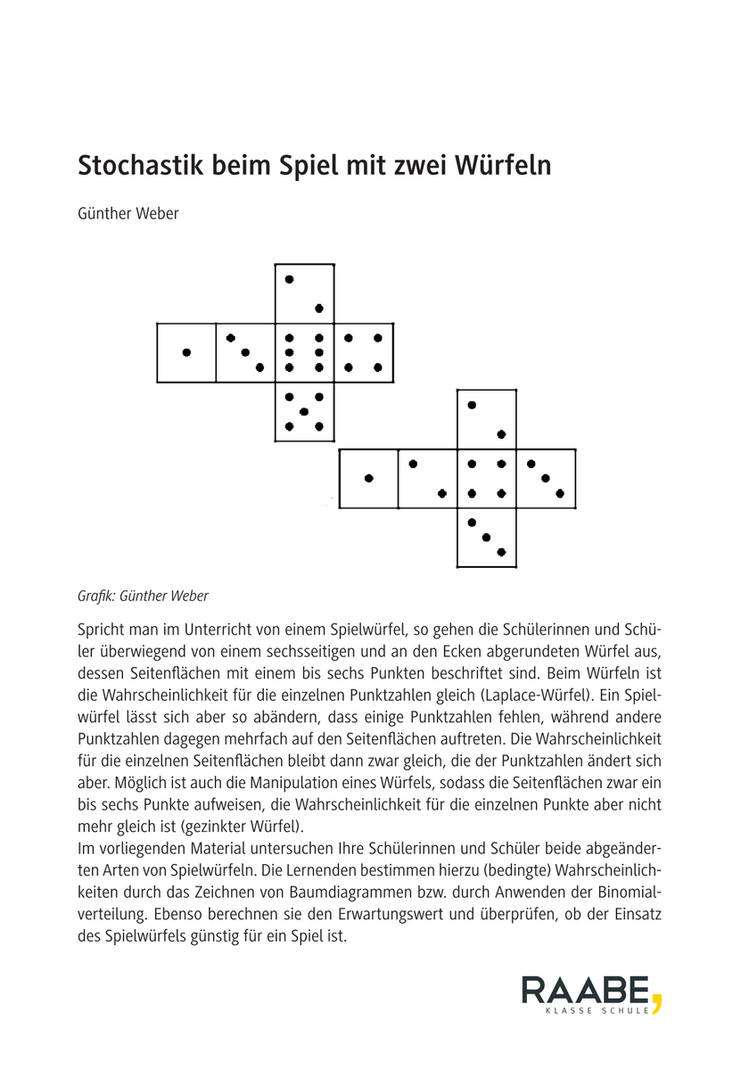 Stochastik beim Spiel mit zwei Würfeln