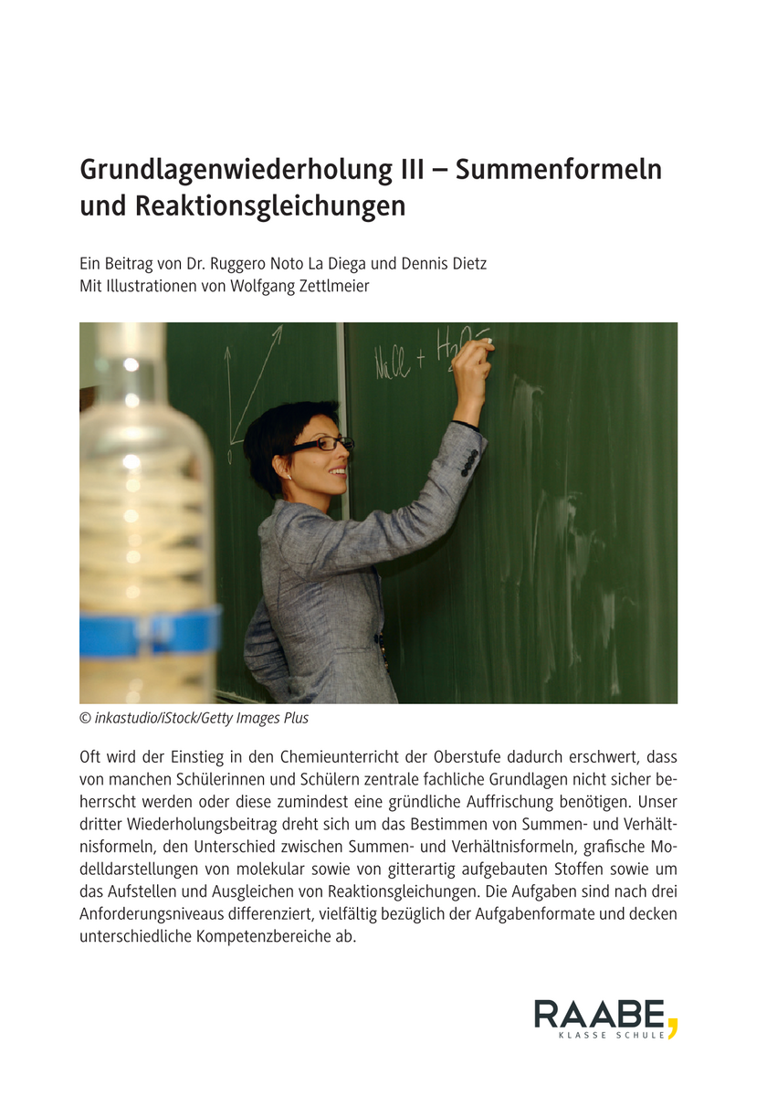 Grundlagenwiederholung III Summenformeln und Reaktionsgleichungen