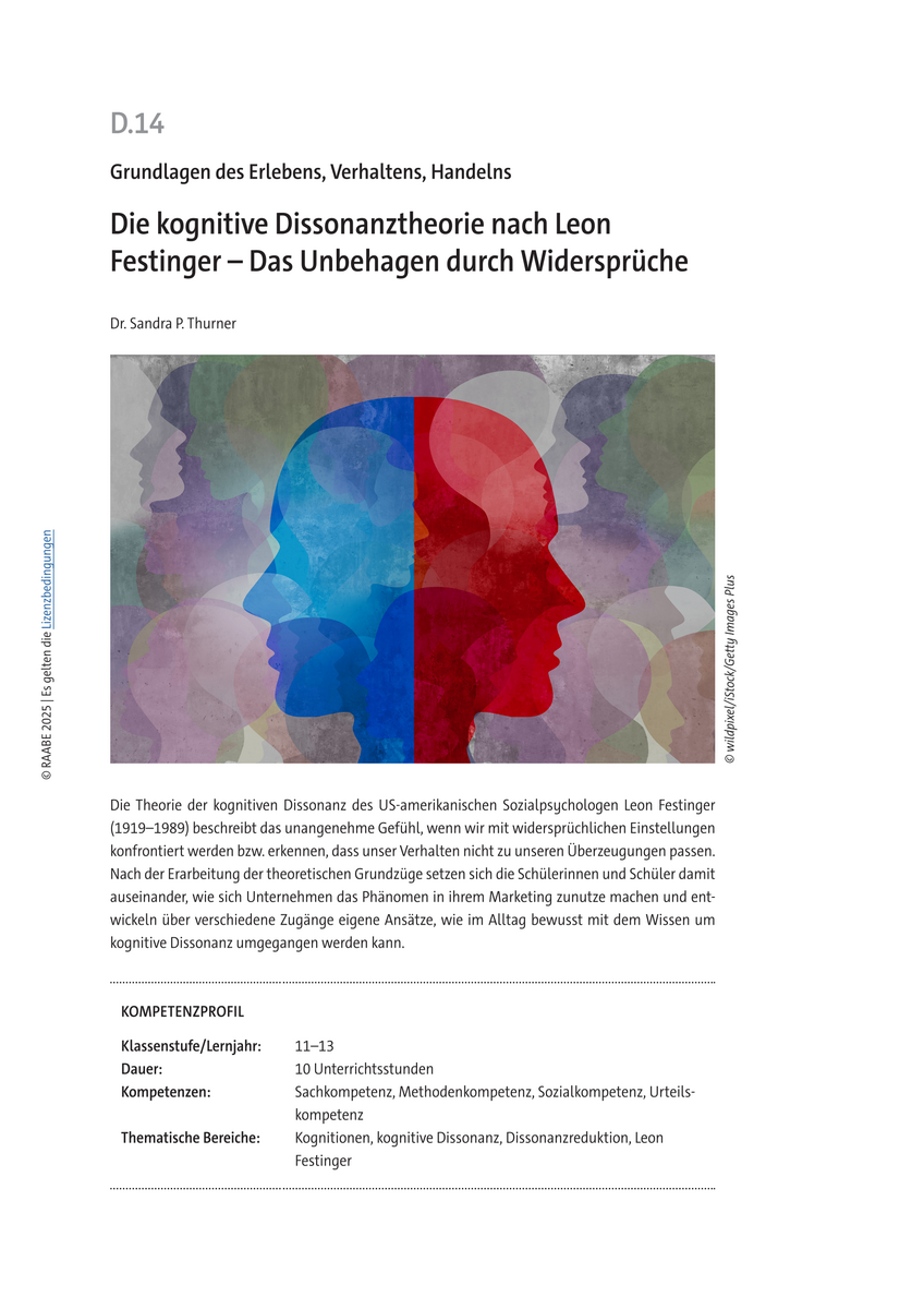 Die kognitive Dissonanztheorie nach Leon Festinger Das Unbehagen durch ...