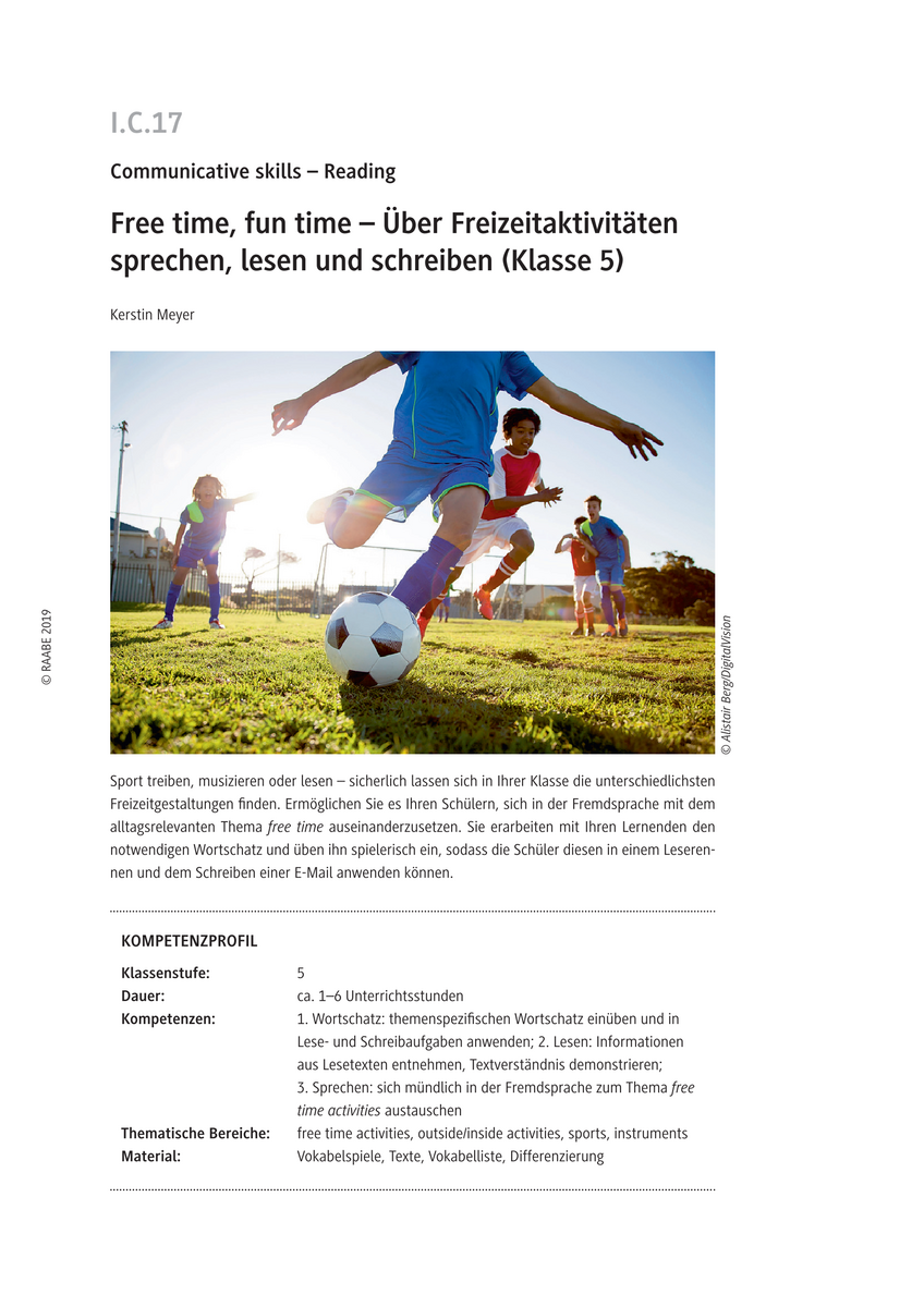 Free time, fun time Über Freizeitaktivitäten sprechen, lesen und schreiben