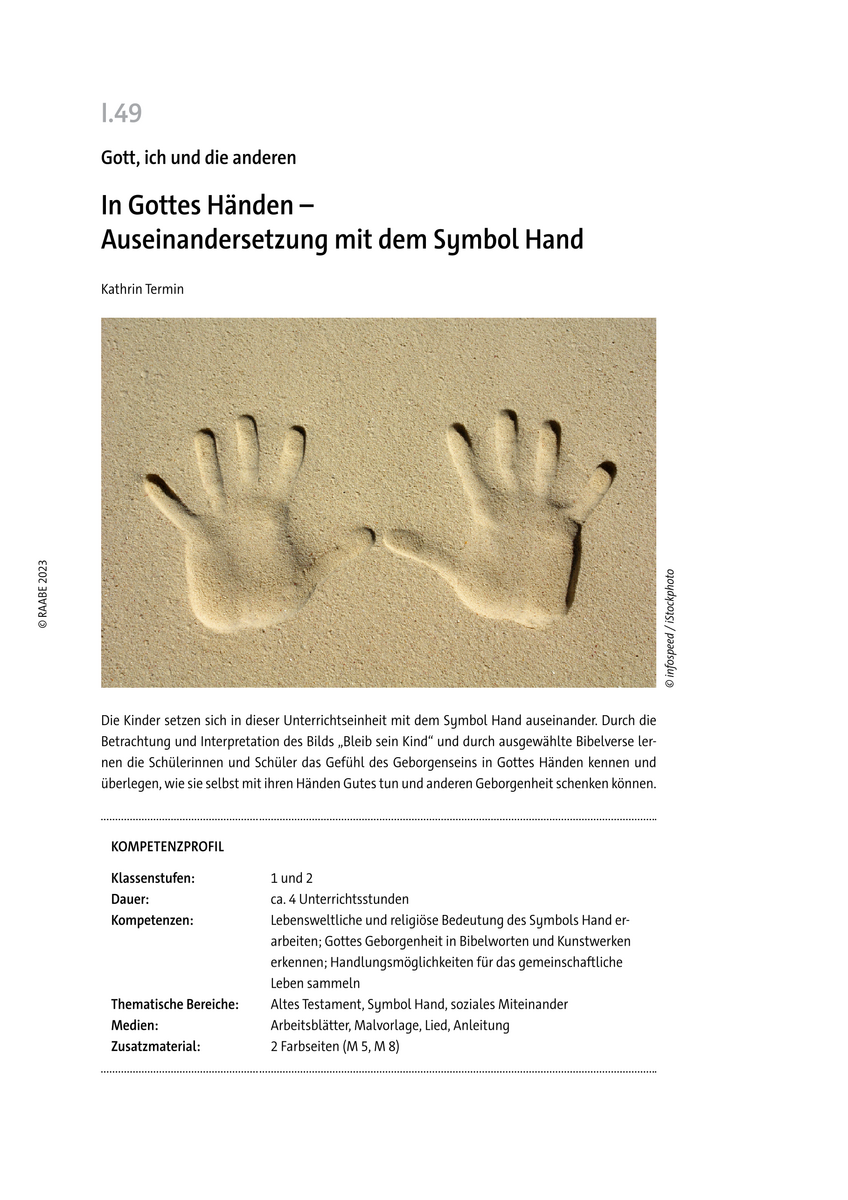 In Gottes Händen Auseinandersetzung mit dem Symbol Hand
