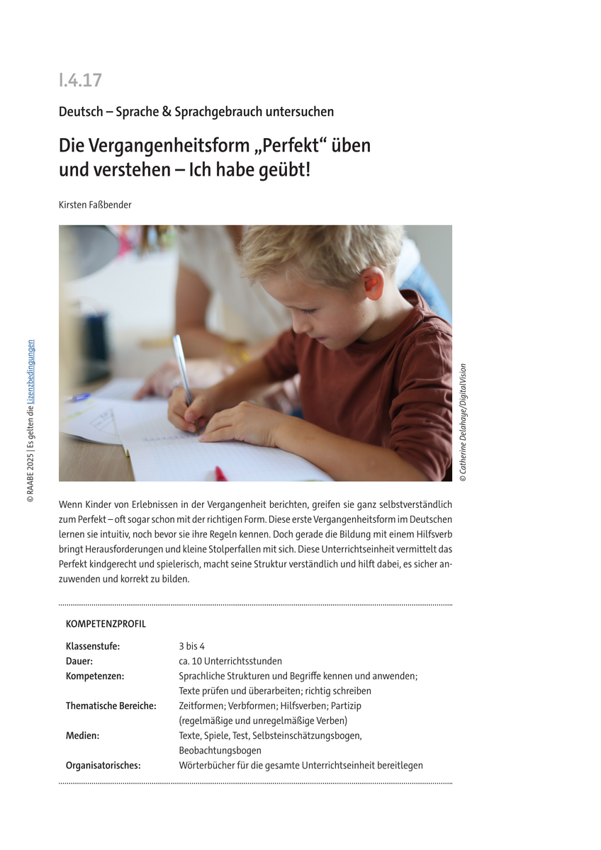 Die Vergangenheitsform „Perfekt“ üben und verstehen Ich habe geübt!